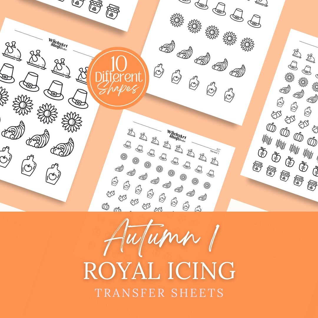 Autumn Royal Icing Falltransfer Sheets Printable Cookie Transfer Fall ...