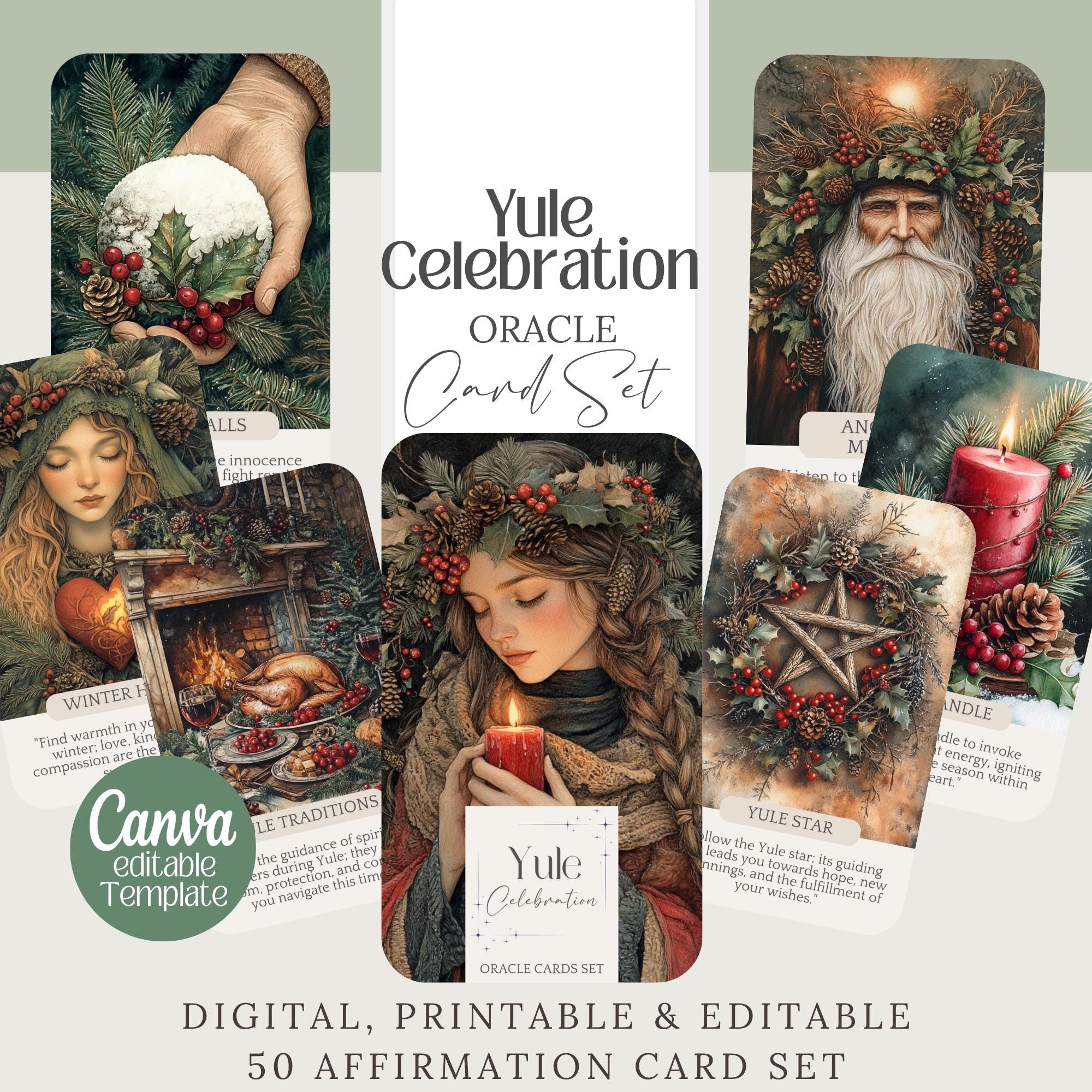 Yule Winter Witch Affirmation Cards | Tarot, Wicca Oracle Deck, Junk ...