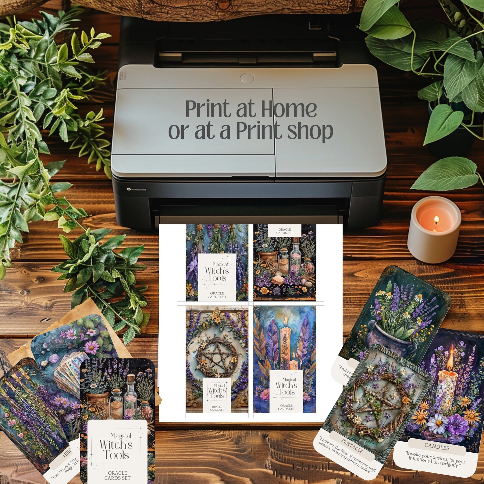 Witch Tools Oracle Cards, Witchy Printable Deck, Editable Template ...