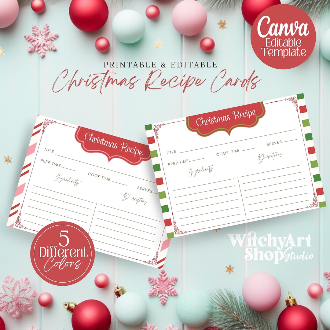 Christmas Recipe Card Xmas Printable Recipe Card Holiday Png Recipe ...