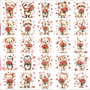Valentines Day Animals Clipart Cute Love Animal Sublimation Love ...