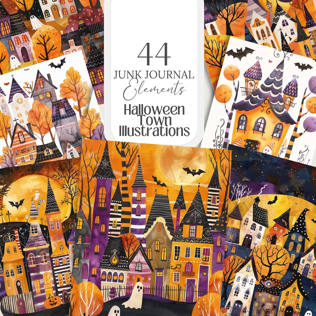 Halloween Haunted House Watercolor Clipart | Spooky Town PNG Files - Etsy