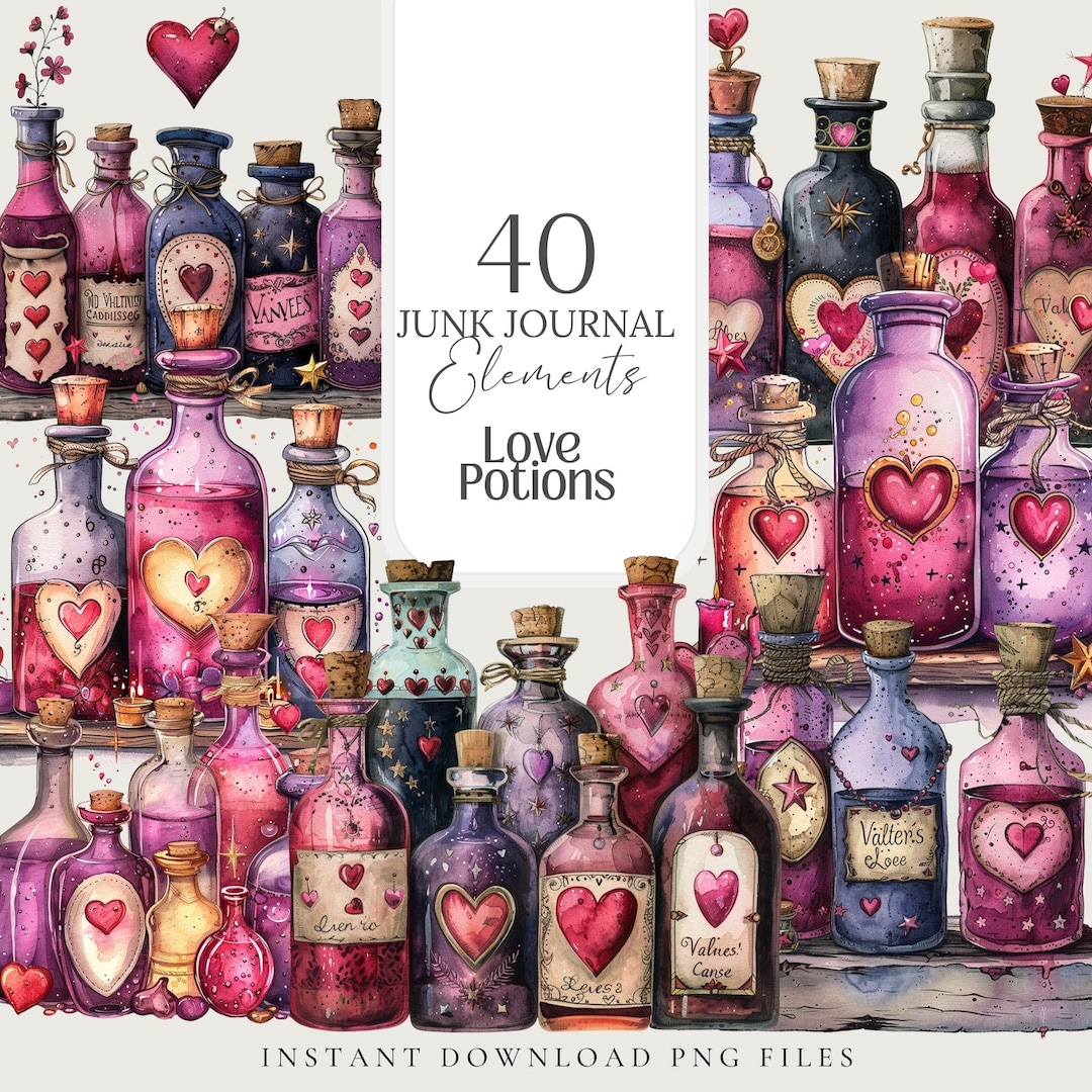 Witchy Love Potion Clipart: Valentine Ephemera PNG (digital Download - Etsy