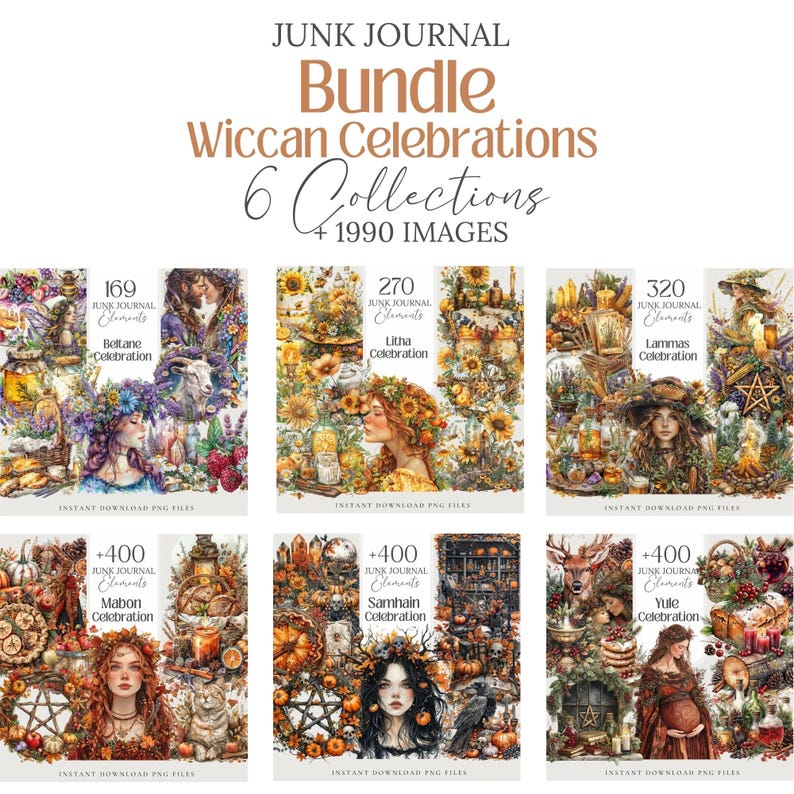 Wicca Celebrations Clipart Bundle | Witchy PNG Art, Wheel of the Year ...