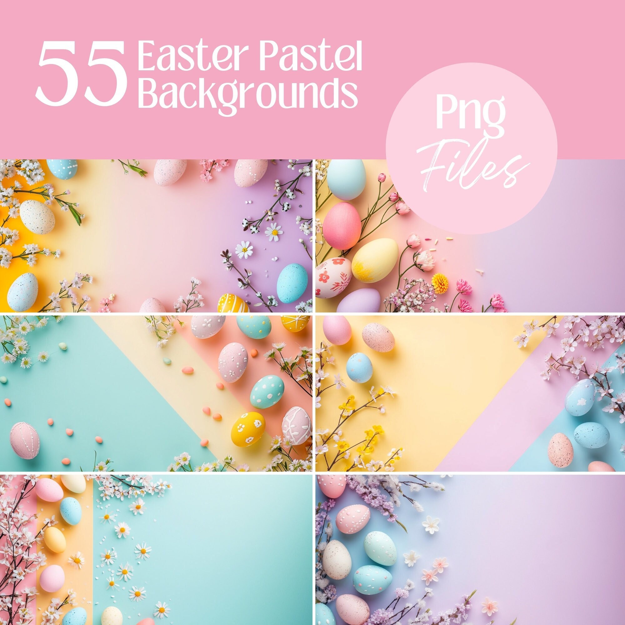 Pastel Easter Egg Mockup: Flat Lay Backgrounds (PNG Digital Download ...