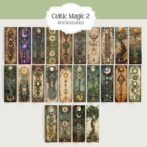 Celtic Magic Bookmarks Witchy Pagan Grimoire Tags Label Wicca Scrapbook ...