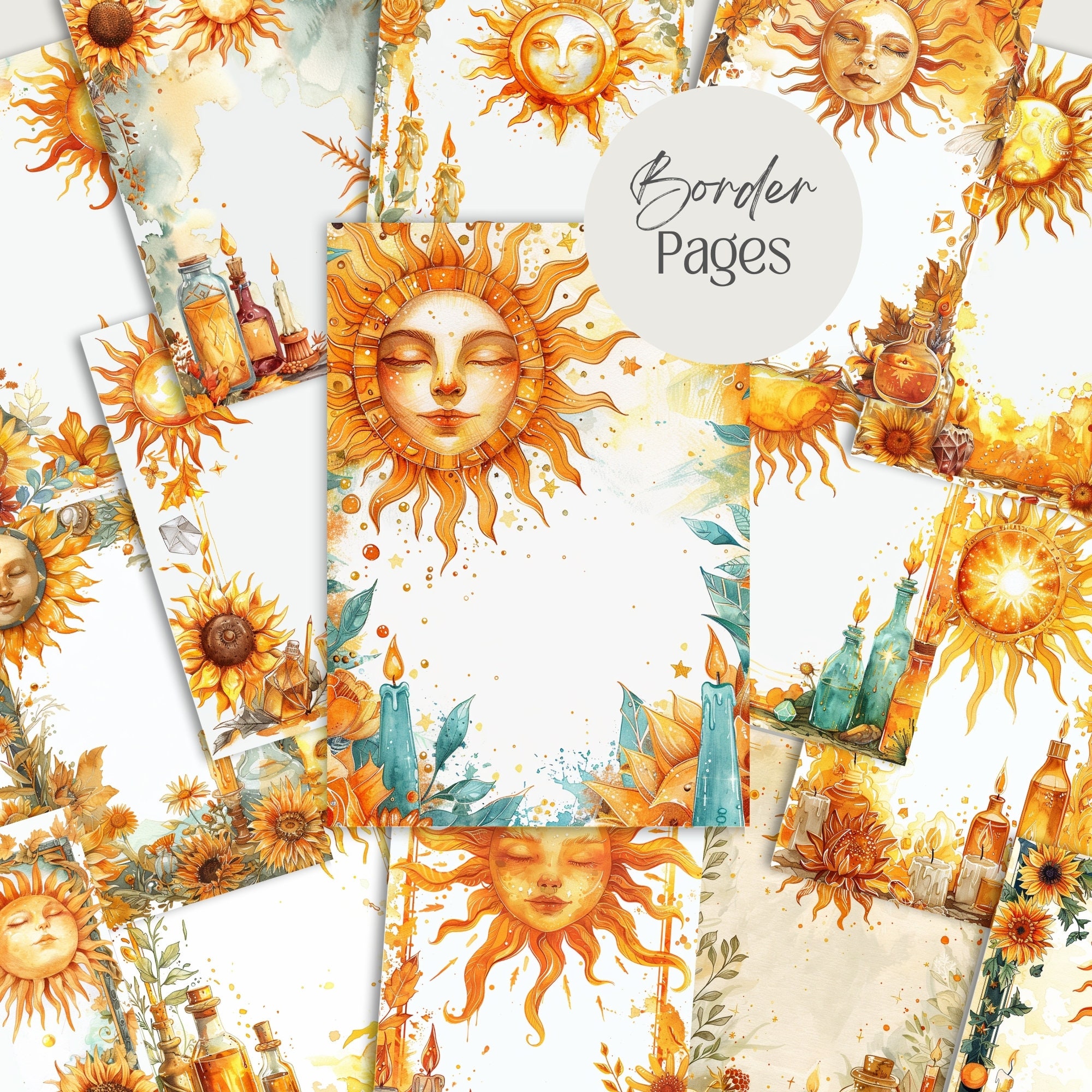 Solar Summer Witch Clipart Planner Witchy Stickers Wallpaper for ...