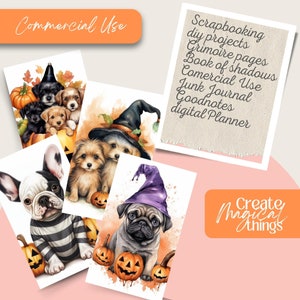 Halloween Dogs Watercolor Clipart Bundle 120 PNG Spooky Puppy Images ...