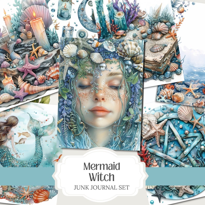Mermaid Witch Png Junk Journal Kit Witchy Planner Journal Digital ...
