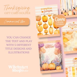 Printable Thanksgiving Gift Card Holder, Editable Template (commercial ...