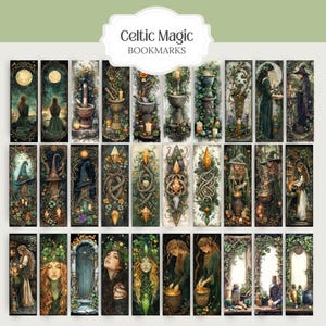 Celtic Magic Witchy Bookmarks Pagan Grimoire Tags Label Wicca Scrapbook ...