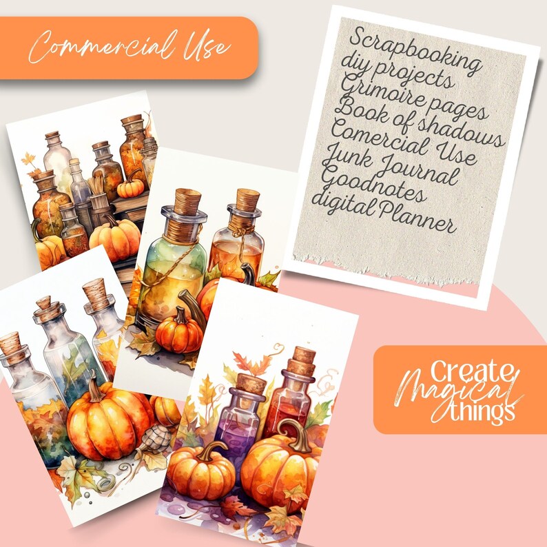 Potions Fall Digital Grimoire Clipart Planner Witchy Stickers - Etsy