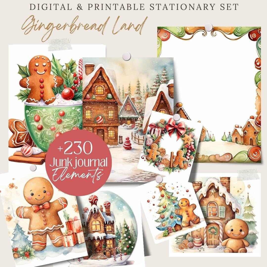 Gingerbread House Christmas Clipart Whimsical Wallpaper - Etsy