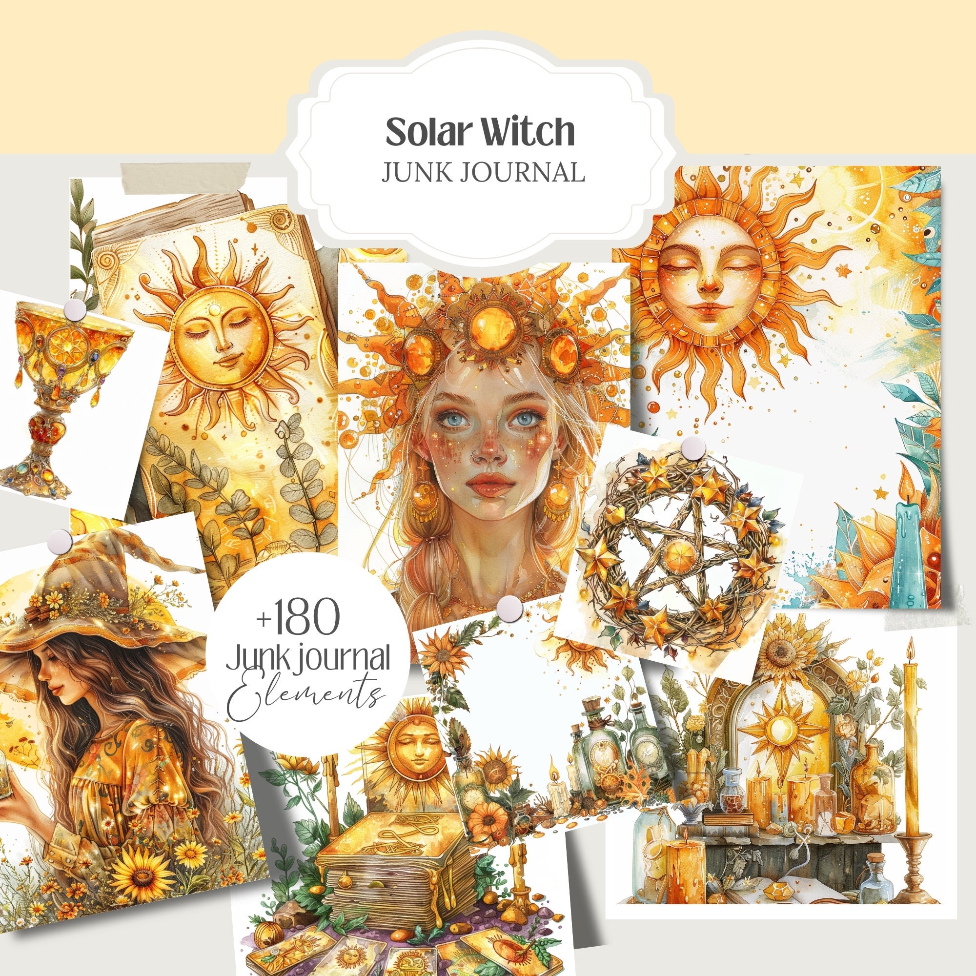 Solar Summer Witch Clipart Planner Witchy Stickers Wallpaper for ...