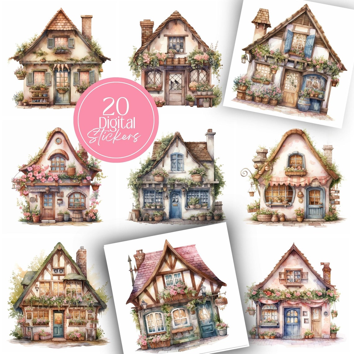 Fairy Shops Clipart: Witch Cottagecore PNG Stickers (digital Download ...