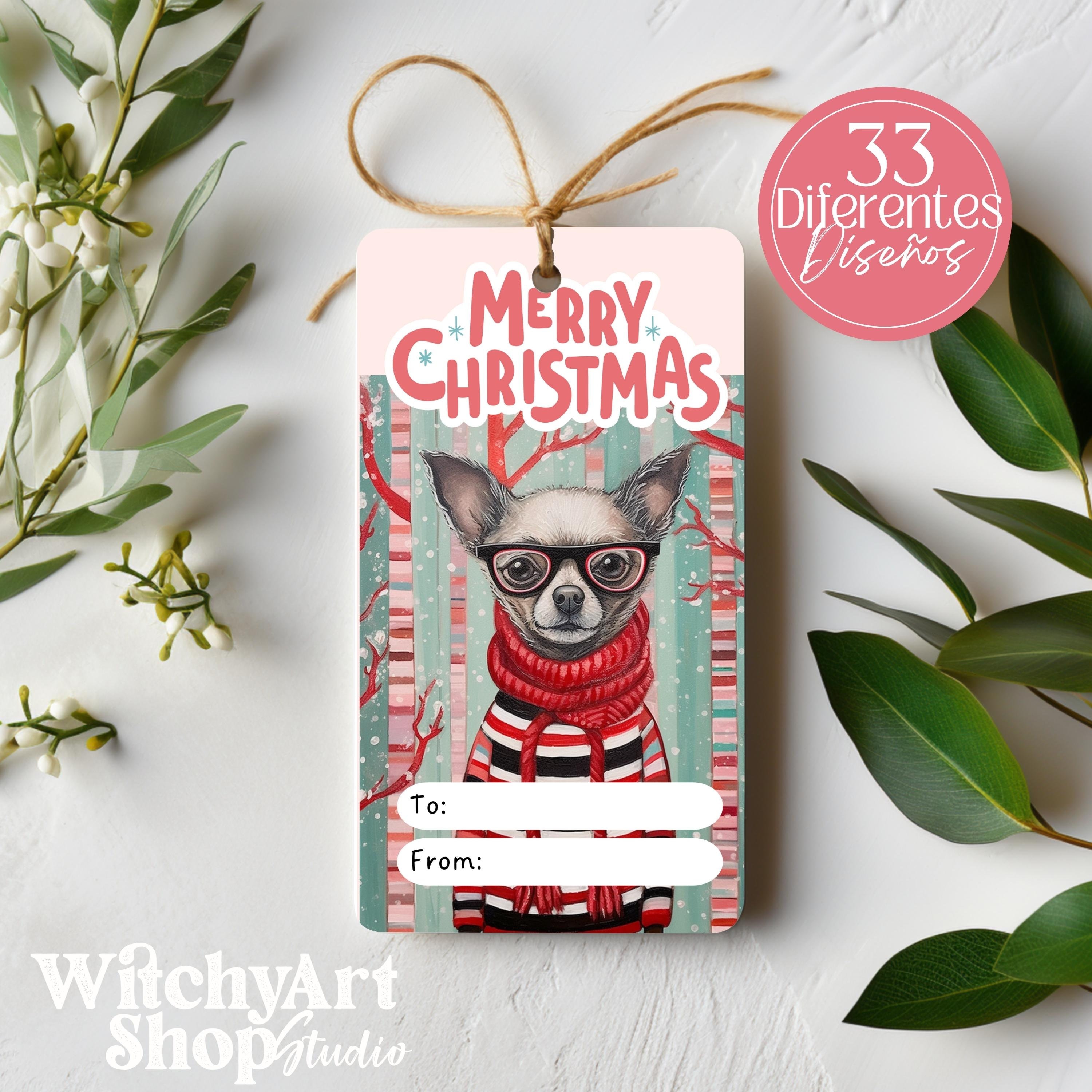 Printable Cute Christmas Dog Gift Tag Editable Puppy Holiday - Etsy