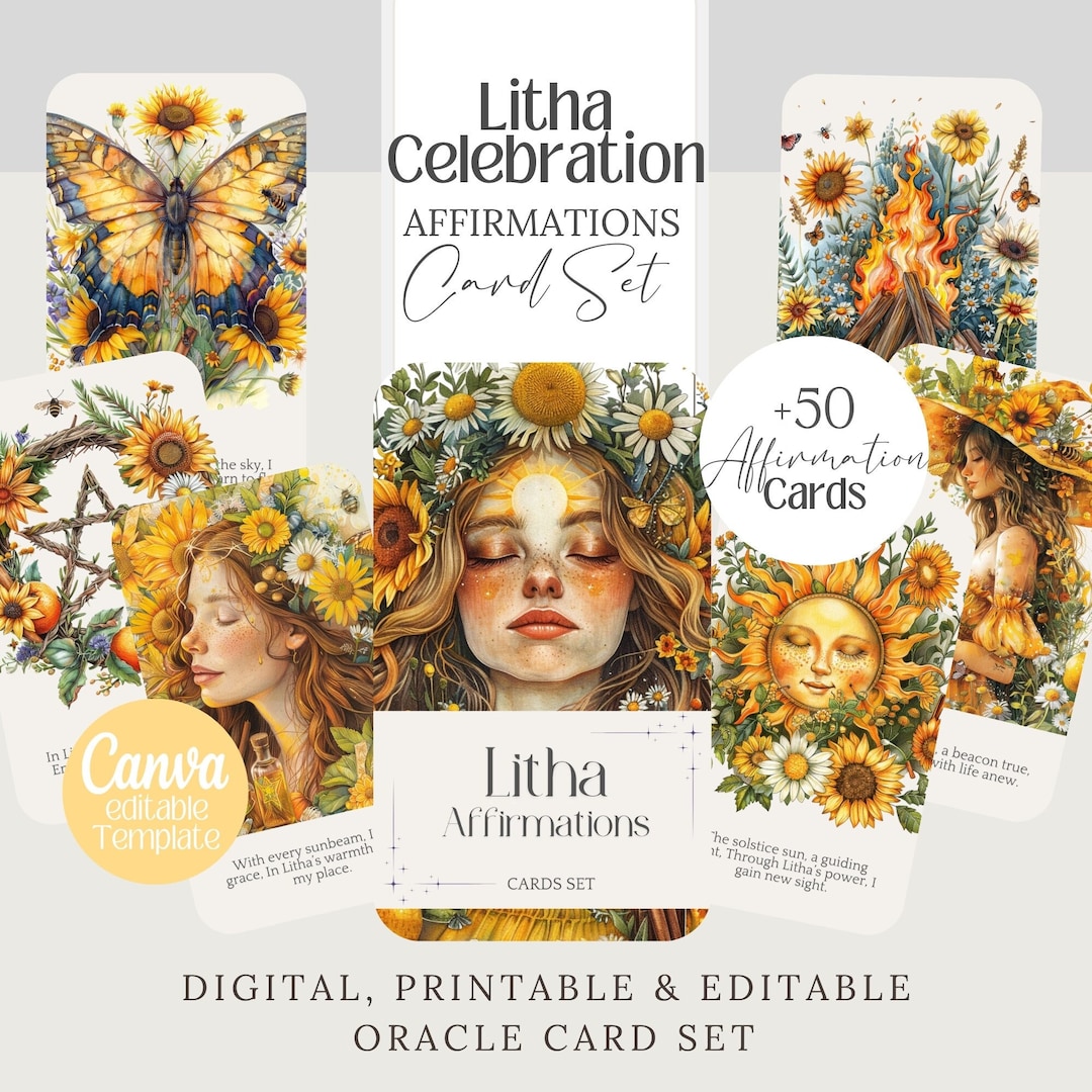 Litha Affirmation Cards: Witchy Printable Oracle Deck (PNG, Canva ...