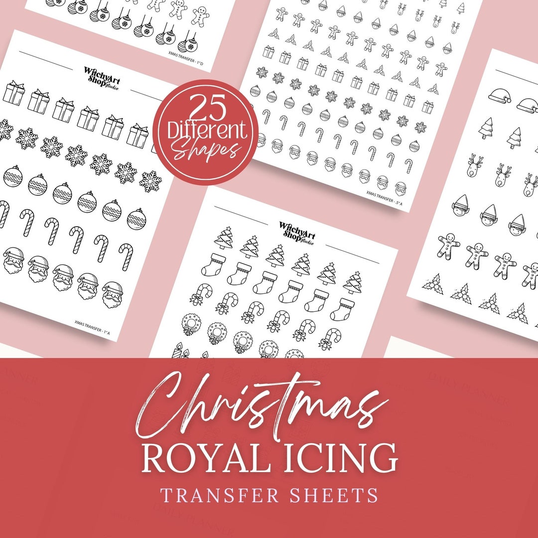 Christmas Royal Icing Transfer Sheets, Printable Cookie Transfer Sheets ...