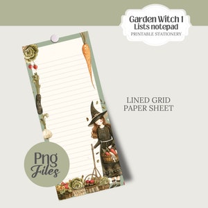 Garden Witch Notepad Stationery Set: To-do, Shopping Lists (PNG Files ...