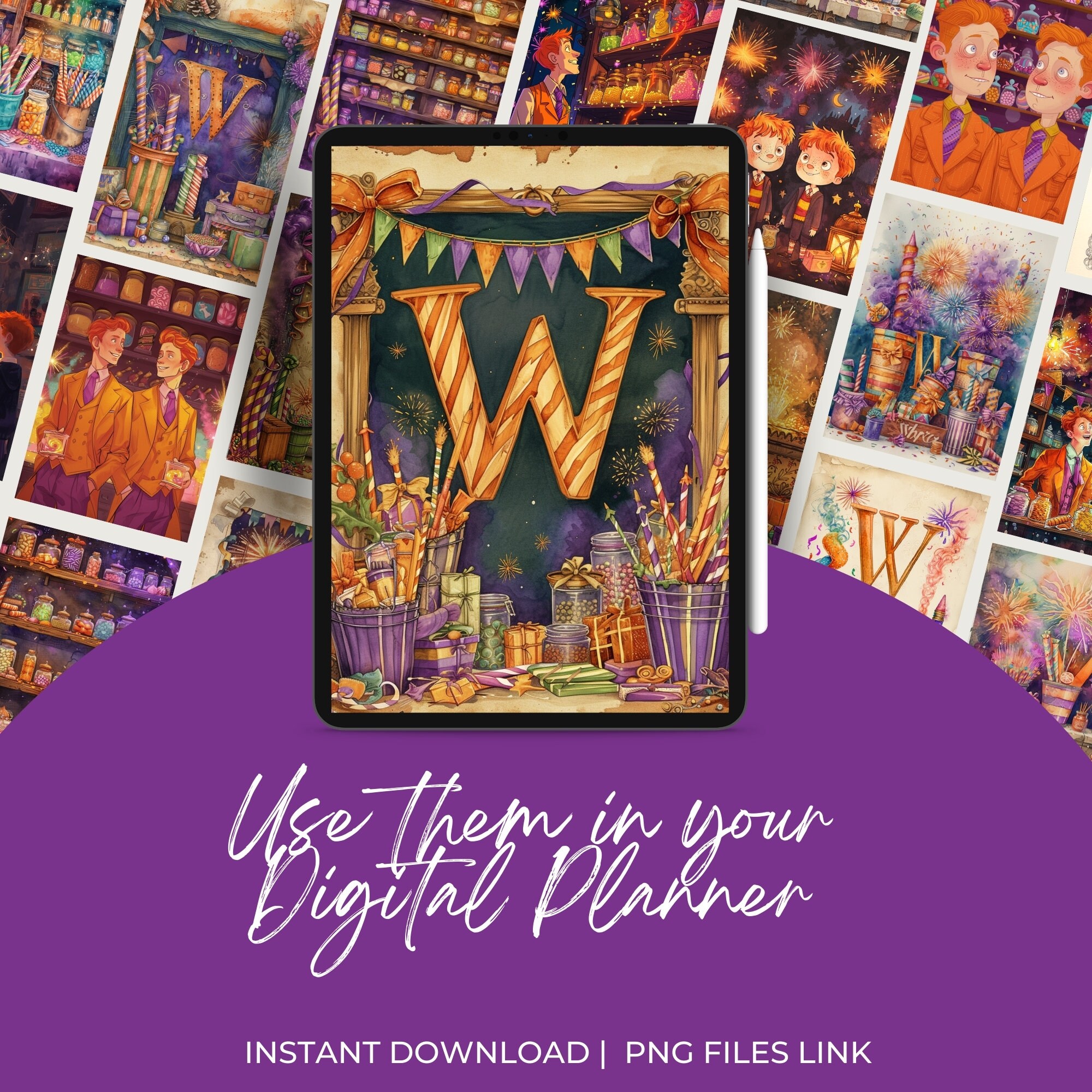 Magic School Wizard Twins, Junk Journal, Printable Png, Wizarding ...