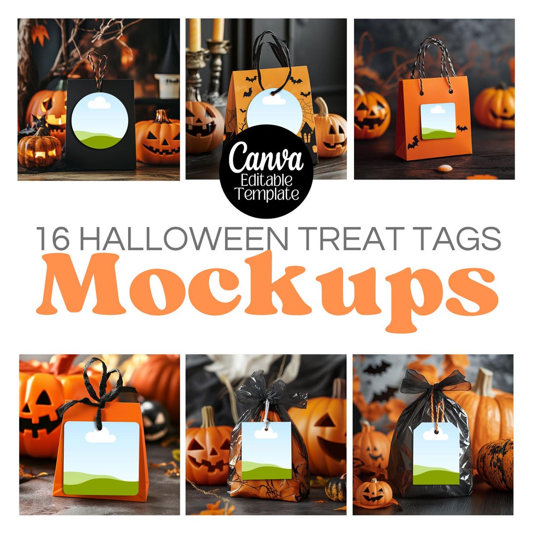 Halloween Treat Bag Tags | Canva Template, 16 PNG Files - Etsy
