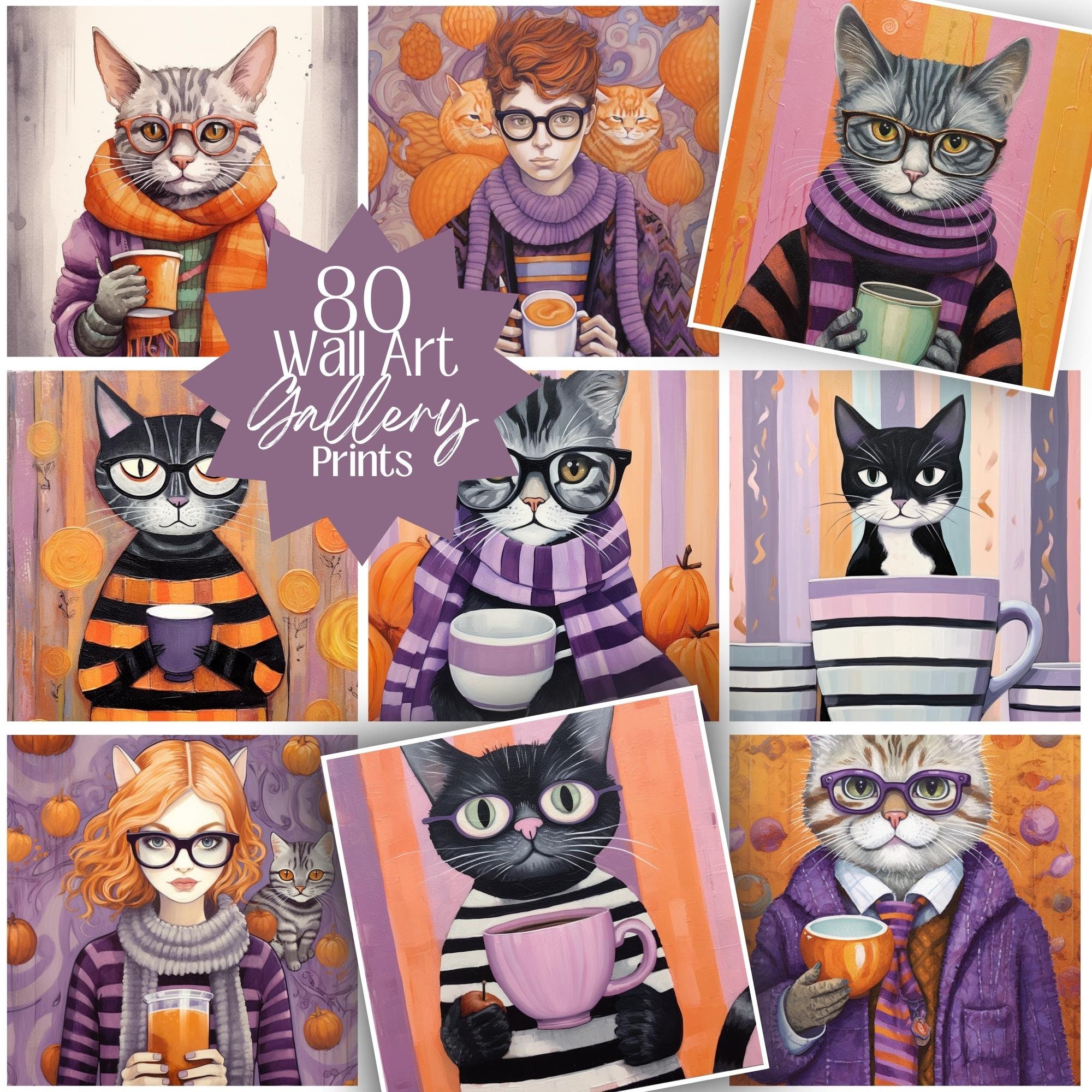 Funny Cat Poster Set Autumn Poster for Cat Lover Gift Ideas - Etsy