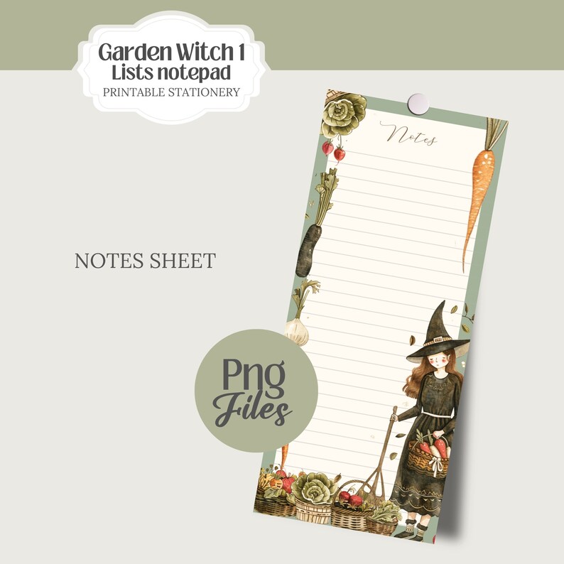 Garden Witch Notepad Stationery Set: To-do, Shopping Lists (PNG Files ...