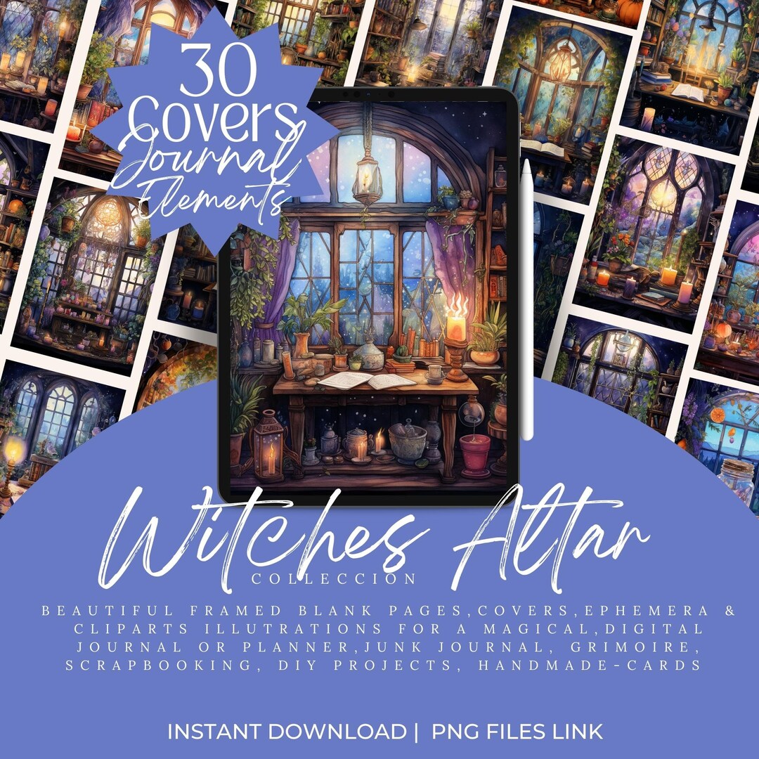 Witchy Art Grimoire Covers Set Digital Illustrations Digital - Etsy