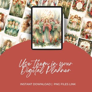 Christmas Angels Png Clipart Stationary Set, Watercolor Scene Christmas ...