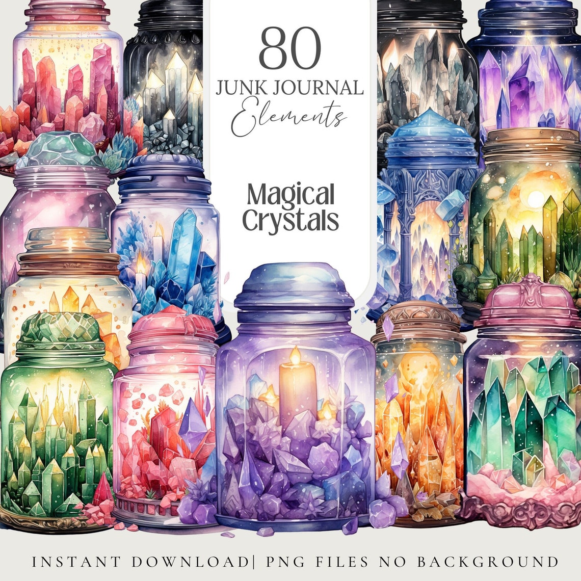 Crystal Jars Witch Clipart Witchy Planner Stickers Wallpaper for Digital Grimoire Stickers for ...