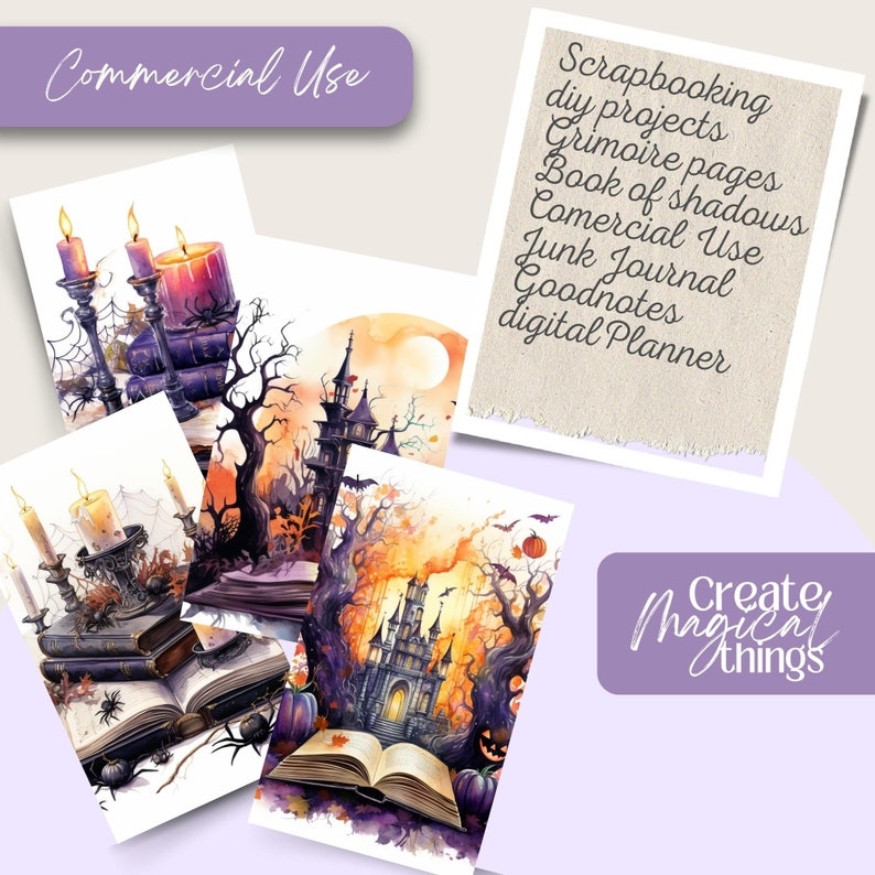 Haunted Books Clipart | Halloween Watercolor Stickers (40 PNG Images ...