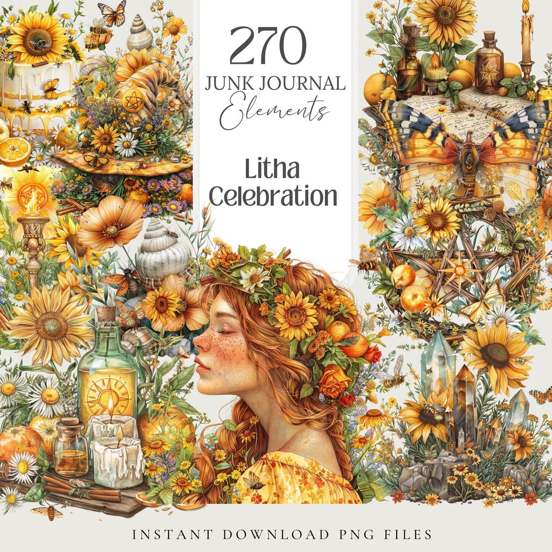 Litha Celebration Witch Junk Journal Kit for Digital Grimoire Book of ...