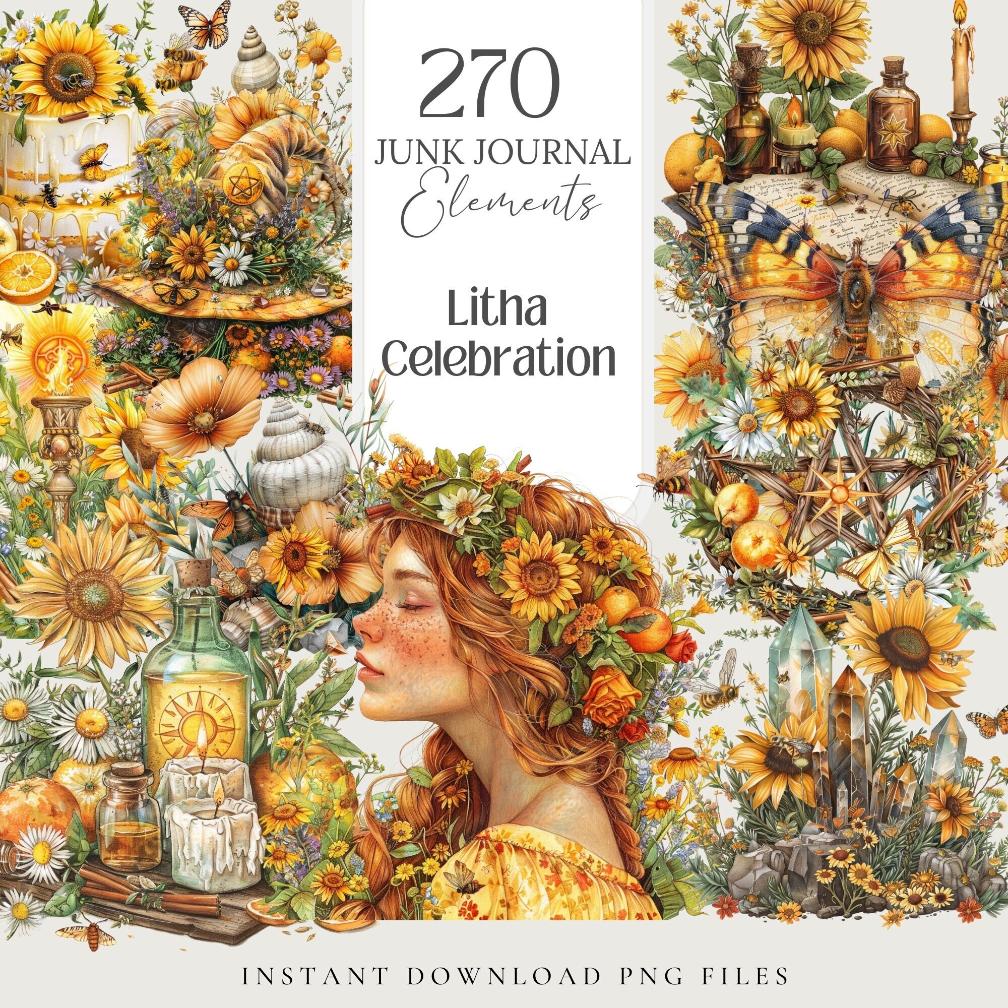 Litha Celebration Witch Junk Journal Kit for Digital Grimoire, Book of ...