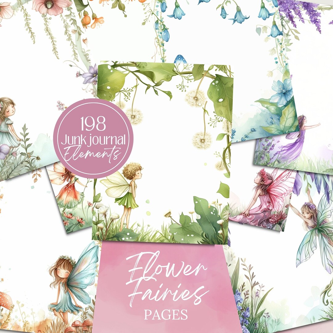 Flower Fairies Pixie Png, Botanical, Digital Planner Pages Enchanted ...