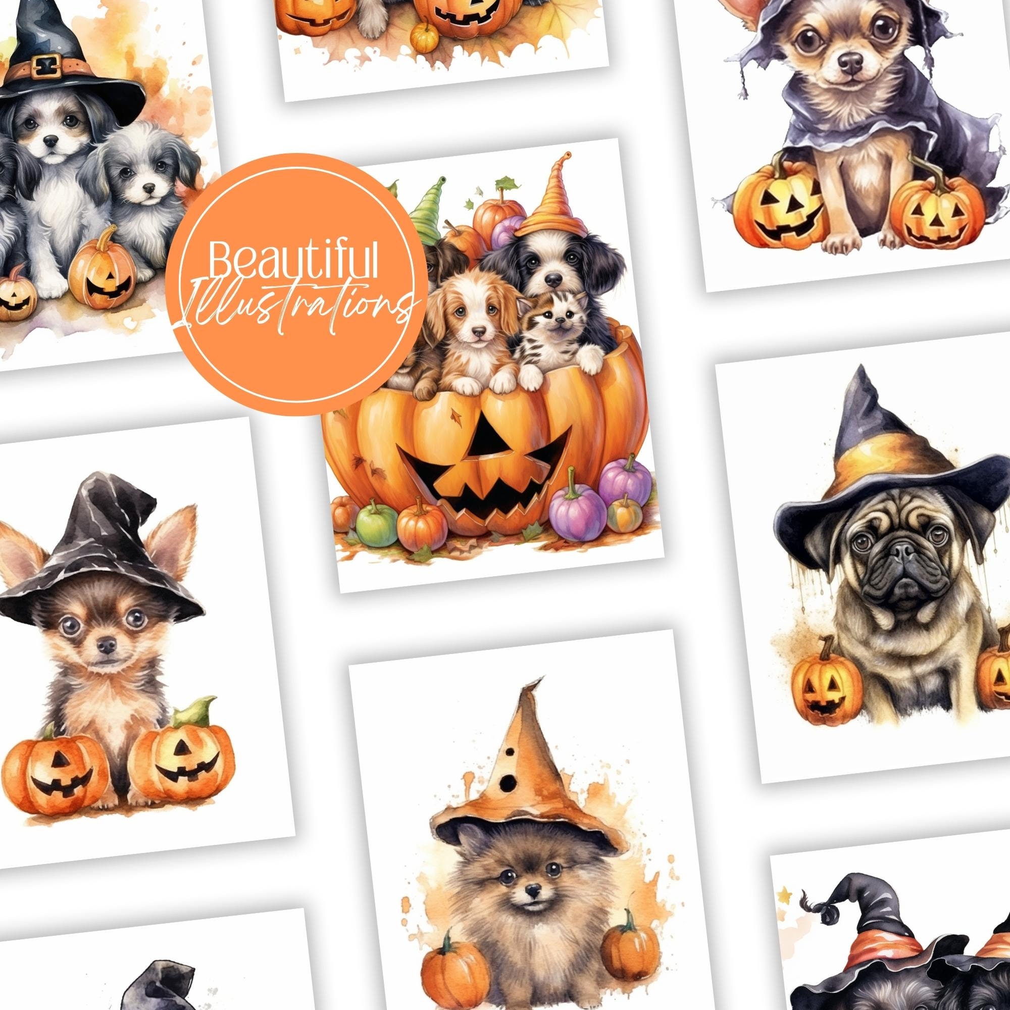 Halloween Dogs Watercolor Clipart Bundle 120 PNG Spooky - Etsy