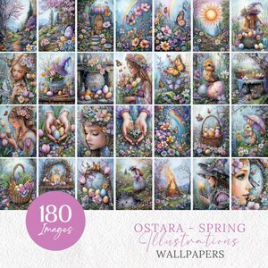 Ostara Wallpaper Png Illustration Wiccan Cover Witch Grimoire Spring ...