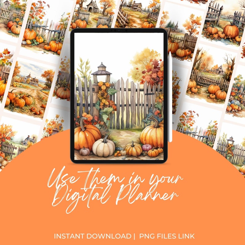 Watercolor Pumpkin Patch Clipart: 50 Fall PNG Images (commercial Use ...