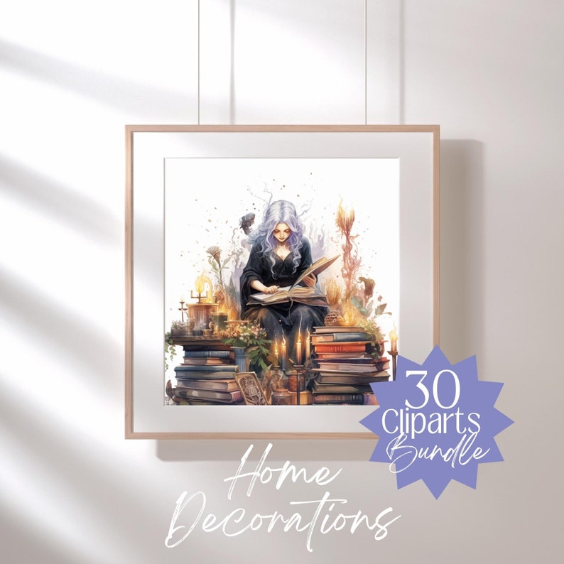 Modern Witch Clipart Witchy Planner Stickers Wallpaper for Digital ...