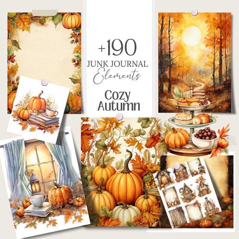 Whimsical Cottagecore Fall Printables Cozy Autumn Clipart, 190 PNG ...