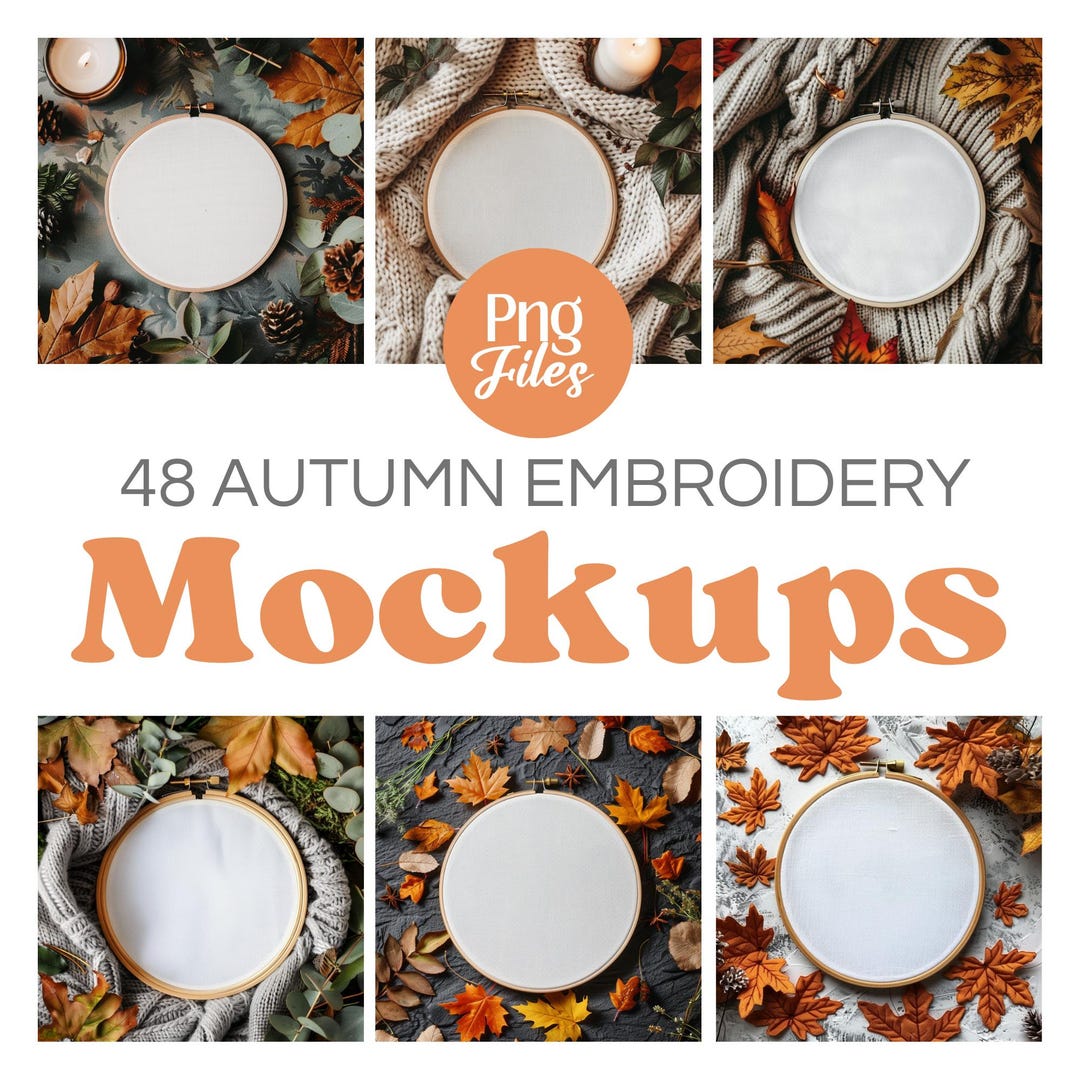 Cozy Autumn Embroidery Fall Flat Lay Mockup Set | 48 PNG Shop ...