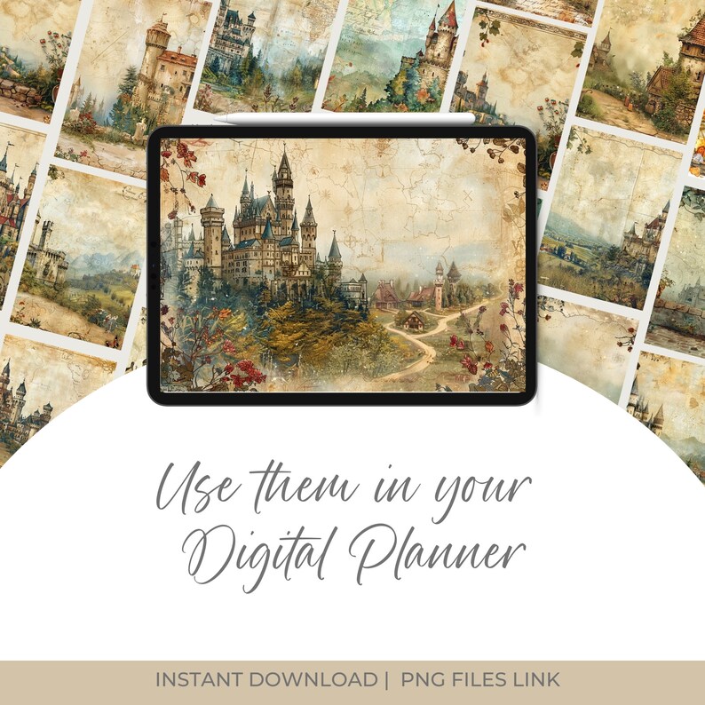 Medieval Fairytale Castle Png Digital Grimoire Scrappy Papers Book of ...