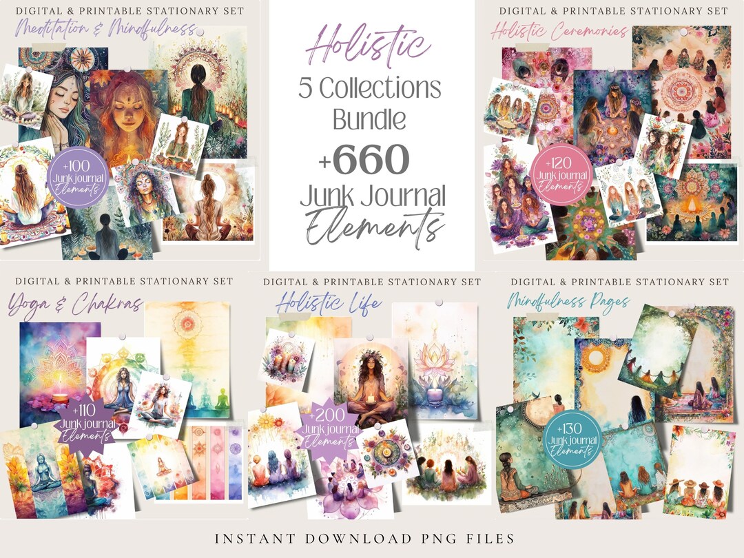 Holistic Promo Bundle Meditation Mindfulness Png, Junk Journal Digital ...