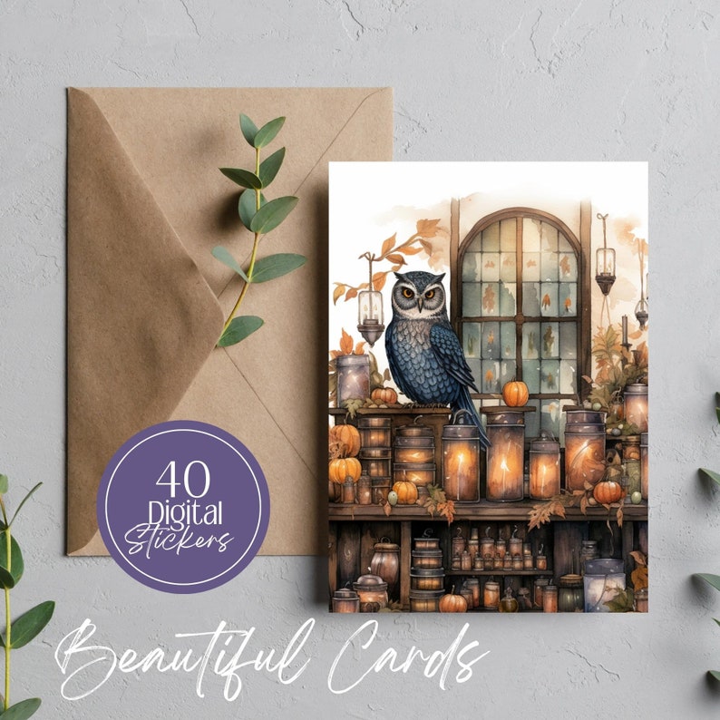 Magical Owls Witch Clipart Witchy Planner Stickers Wallpaper - Etsy