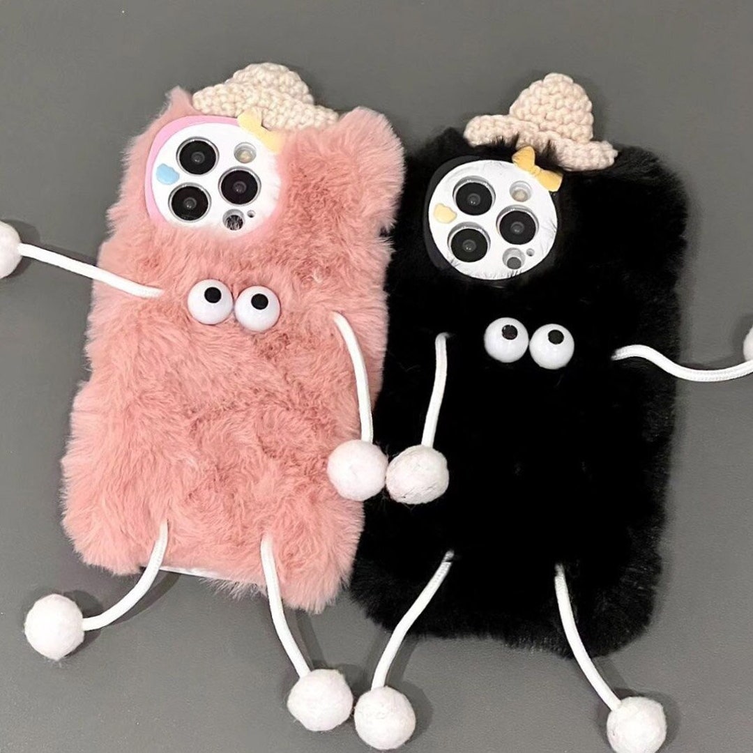 Cartoon Plush Little Coal Ball Cute Cell Phone Case for iPhone - Etsy