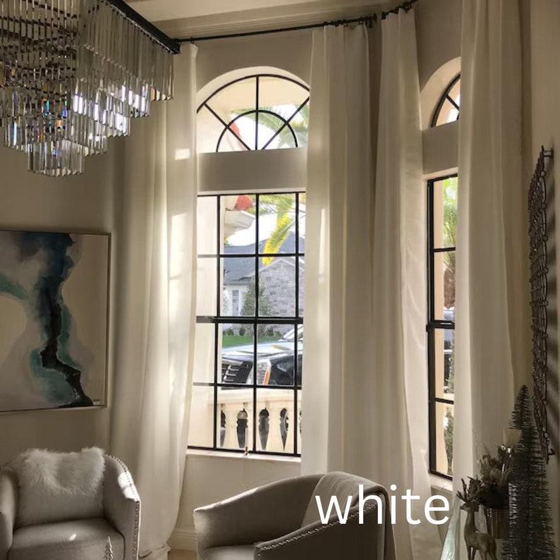 Extra Long Faux Linen Curtains, 28 Colors. Extra Long Custom Drapes ...