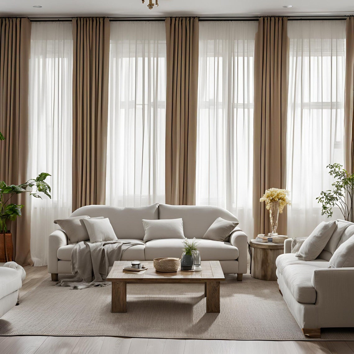 Extra Long Faux Linen Curtains, 28 Colors. Extra Long Custom Drapes ...