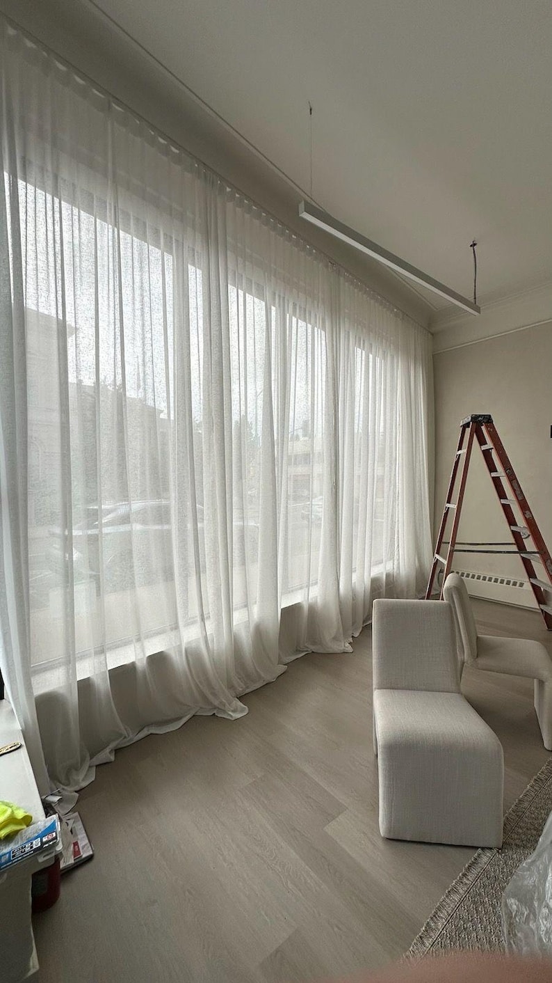 Extra Long Linen Sheer Curtain Panels for Living Room, 8 Colors, Sheer ...