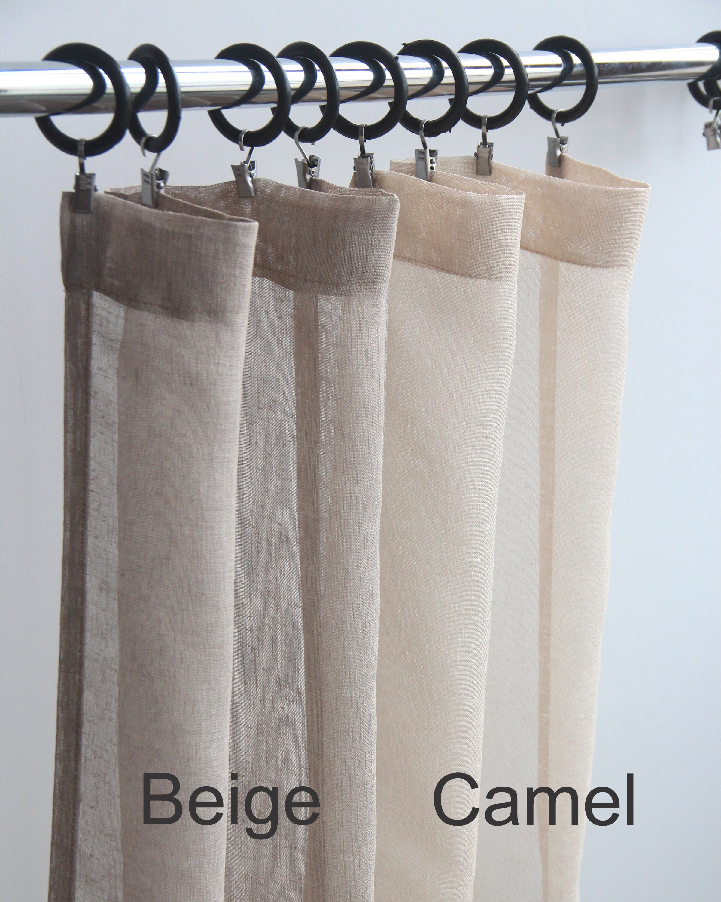 Extra Long Linen Sheer Curtain Panels for Living Room, 8 Colors, Sheer ...