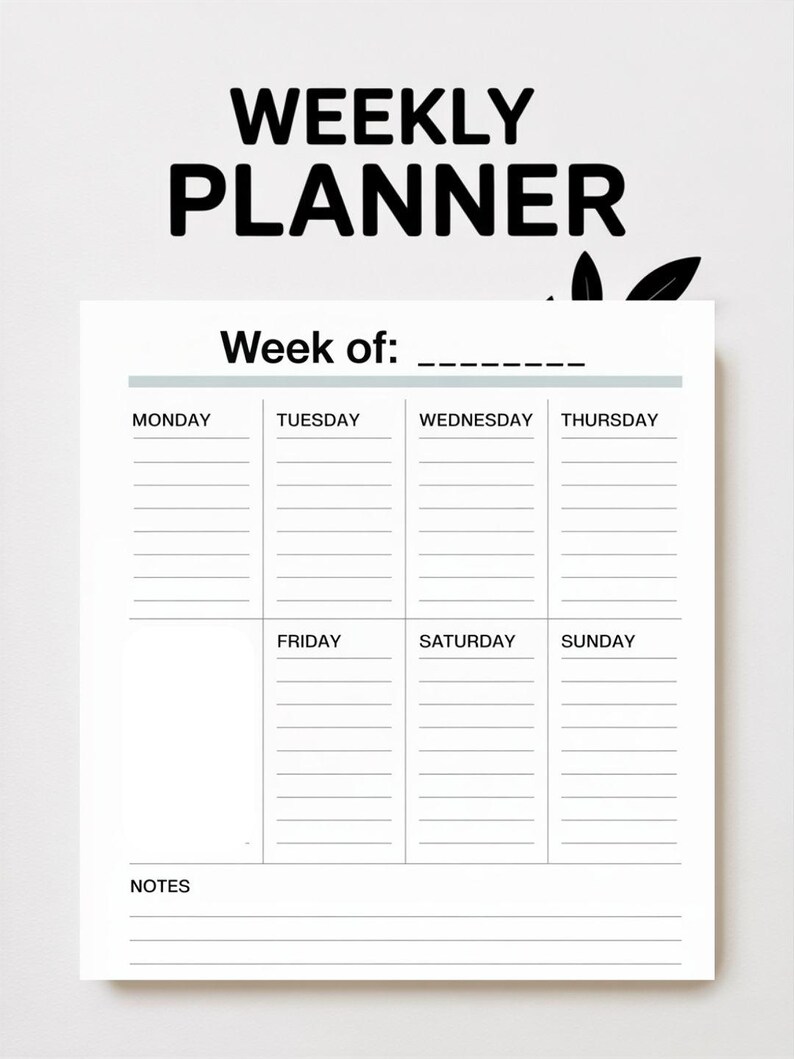 Minimal Weekly Planner Printable | Simple to Do List | Clean Digital ...