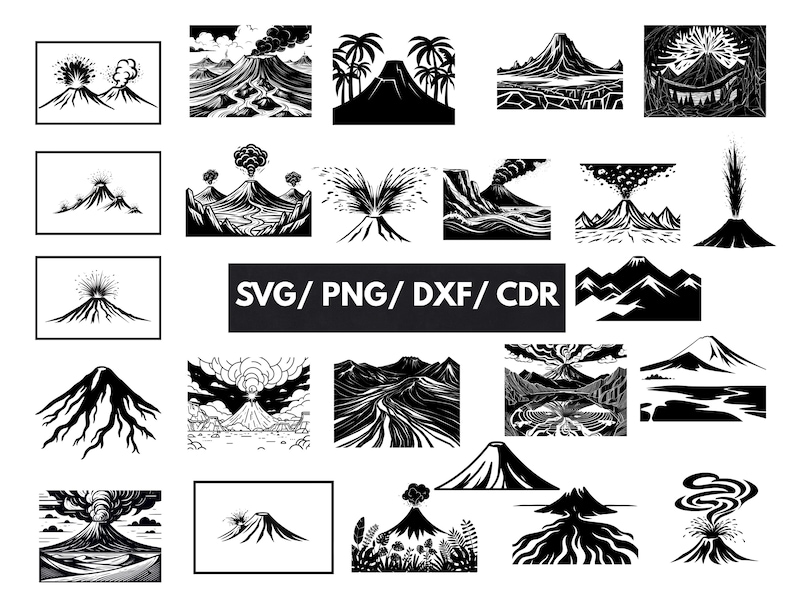 Volcano Scene SVG Bundle, Volcano Png, Volcano Vector, Volcano Clipart ...